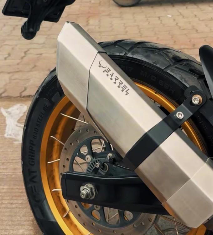 BARREL ROGUE 2.0 EXHAUST WITH LINK PIPE SILVER FOR ROYAL ENFIELD ...