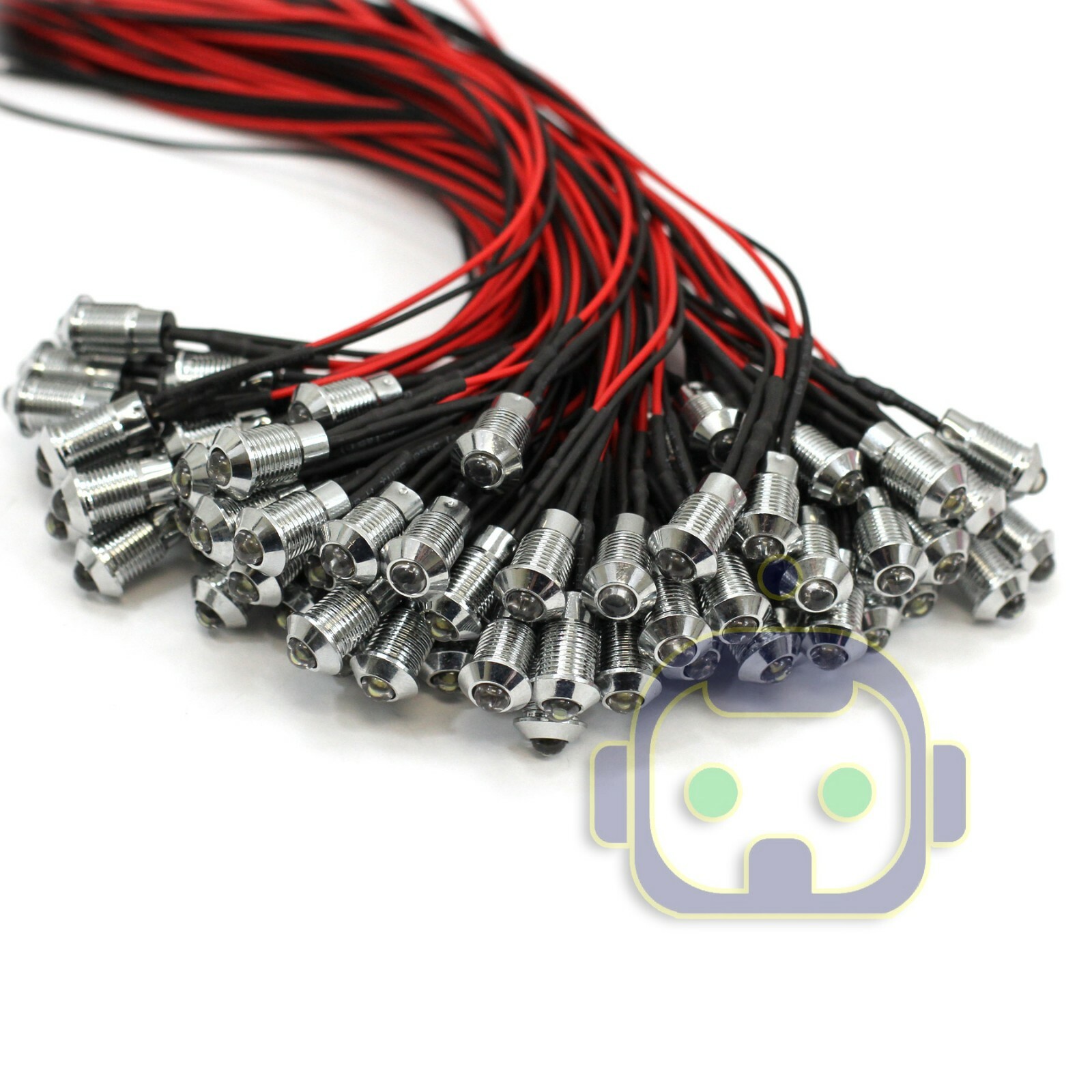 2~10 PCS 8mm Wired LED Diode Metal Case PANEL INDICATOR WARNING LIGHT ...