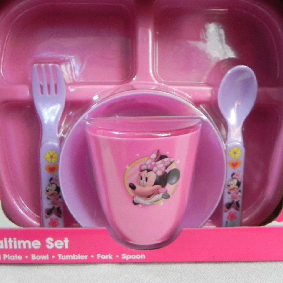Zak DISNEY Junior MINNIE MEALTIME SET Divided Plate Bowl Tumbler Spoon ...