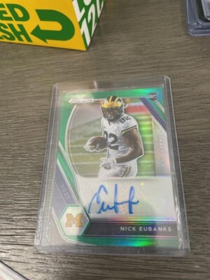Nick Eubanks MICHIGAN AUTO 2021 Panini Prizm Draft Picks RC Green ...