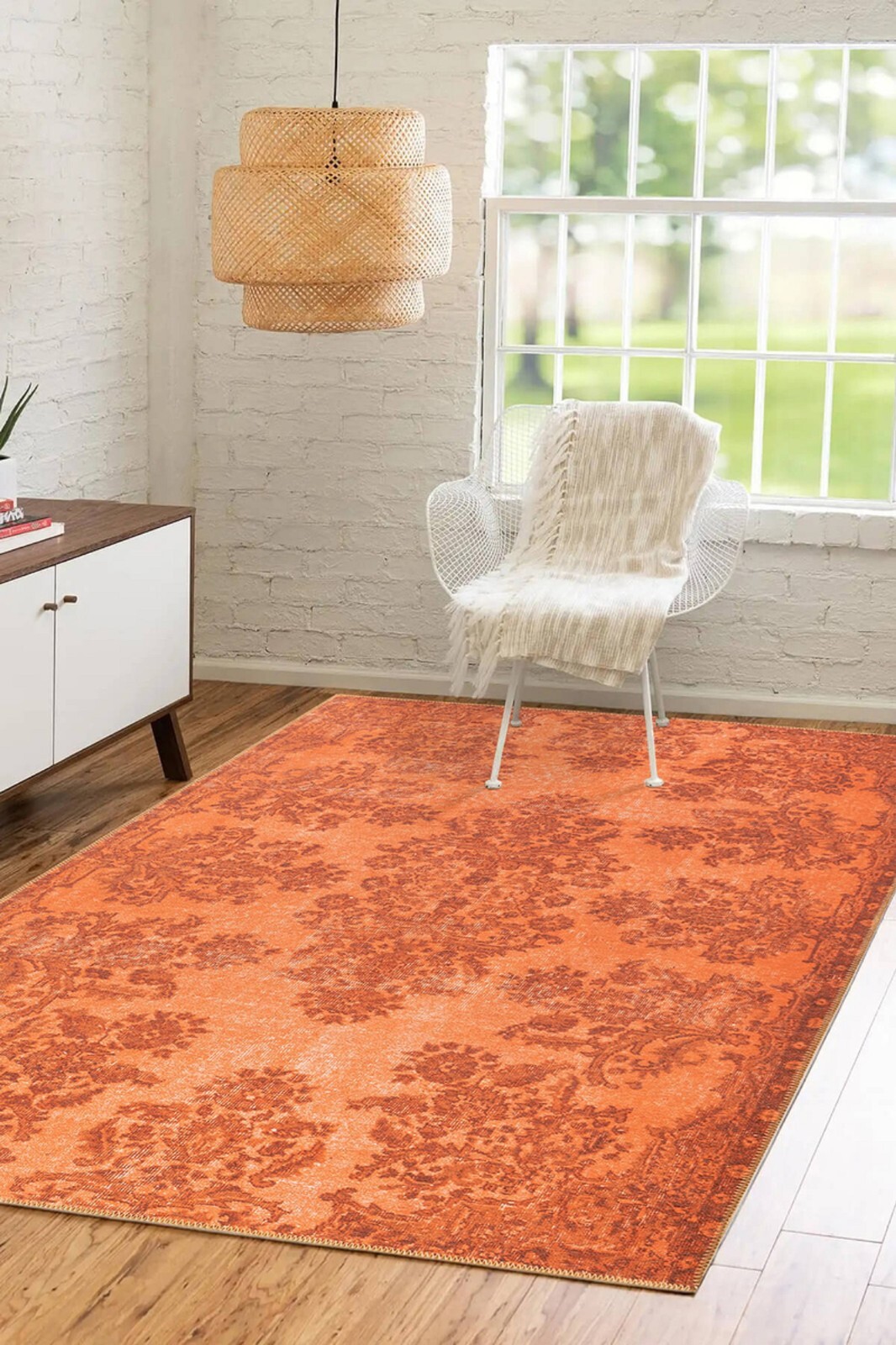 Patterned Orange Rug