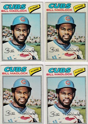 LOT (4) 1977 TOPPS BILL MADLOCK CHICAGO CUBS PITTSBURGH PIRATES BZ-5125 ...