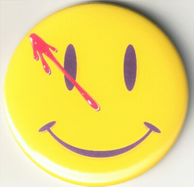 (2) WATCHMAN SMILEY FACE - HUGE 3" PIN BACK BUTTONS. FLASH BATMAN 22 ...