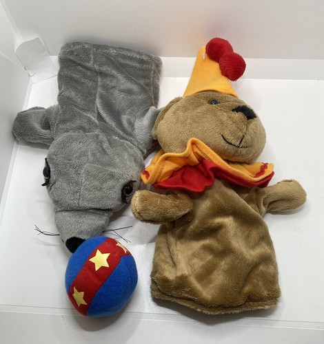 2 Restoration Hardware Murdock & Ross Hand Puppets Clown Bear Seal With ...