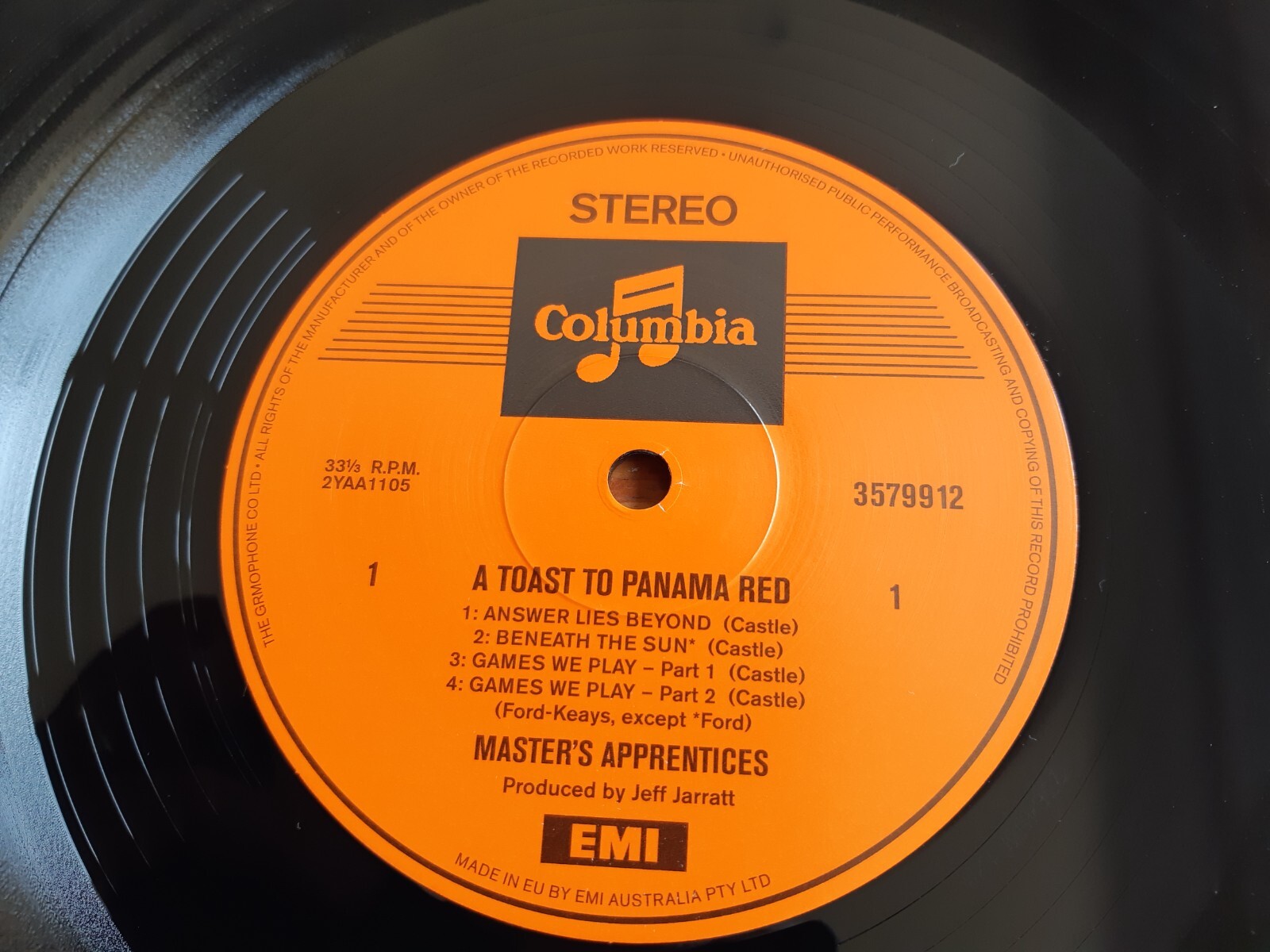 MASTER'S APPRENTICES - A TOAST TO PANAMA RED LP - ORANGE EMI COLUMBIA ...