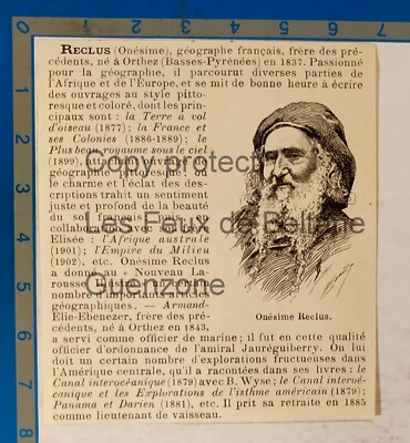 ONESIME RECLUS géographe ORTHEZ généalogie document gravure circa 1910 ...