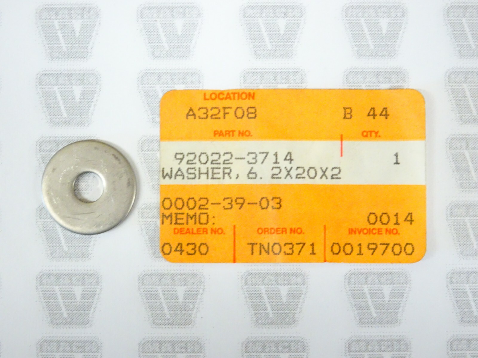 Kawasaki NOS NEW 92022-3714 Washer 6.2x20x2 JF JH JL JS JT KRF KRT KSF ...