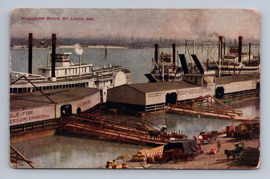 Mississippi River Paddelboat Landing ~ Antique St. Louis Missouri ...