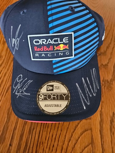 Max Verstappen, Christian Horner & Checo Perez Autograph Hat from ORB ...