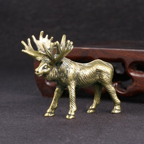 Solid Brass Elk Figurine Deer Statue Animal Figurines Toys Desktop ...