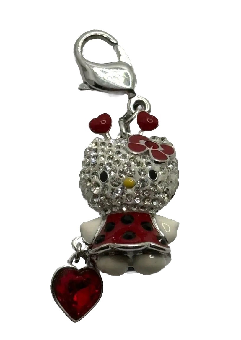 Ladybug Hello Kitty Swarovski Bag Charm Red Glass Ladybug Bag Charm
