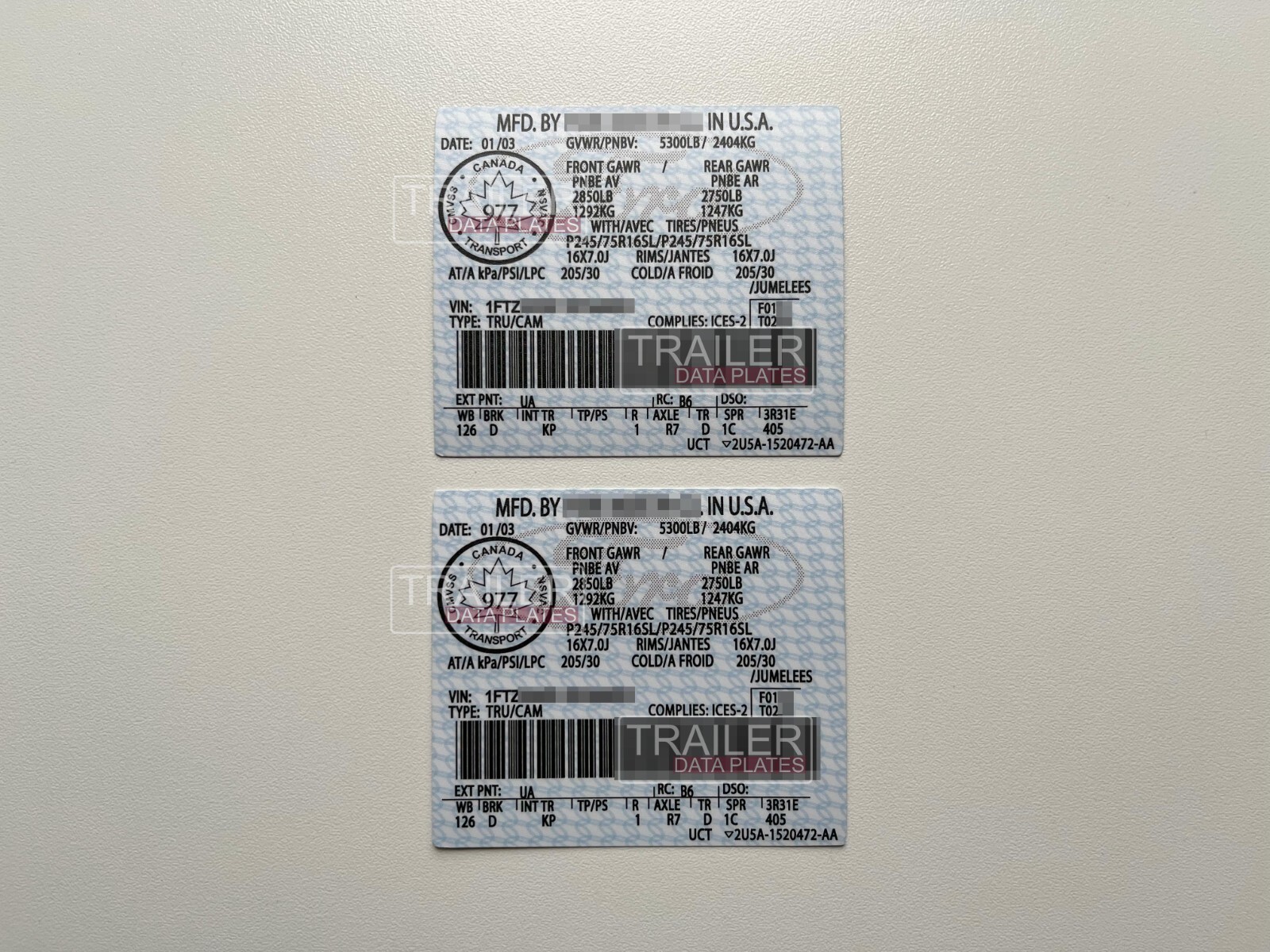 Ford Door Jamb Data Decal Permanent Sticker ID Tag Derated Custom ...