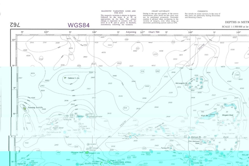 762 North Pacific Ocean Caroline Islands (Eastern Part) Chart Map Wall ...