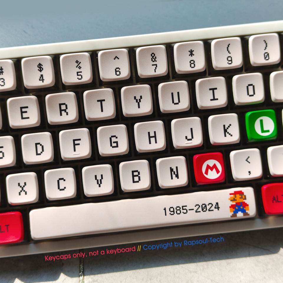 Super Mario Keycaps Set Red White PBT Pudding for Cherry MX Mechanical ...