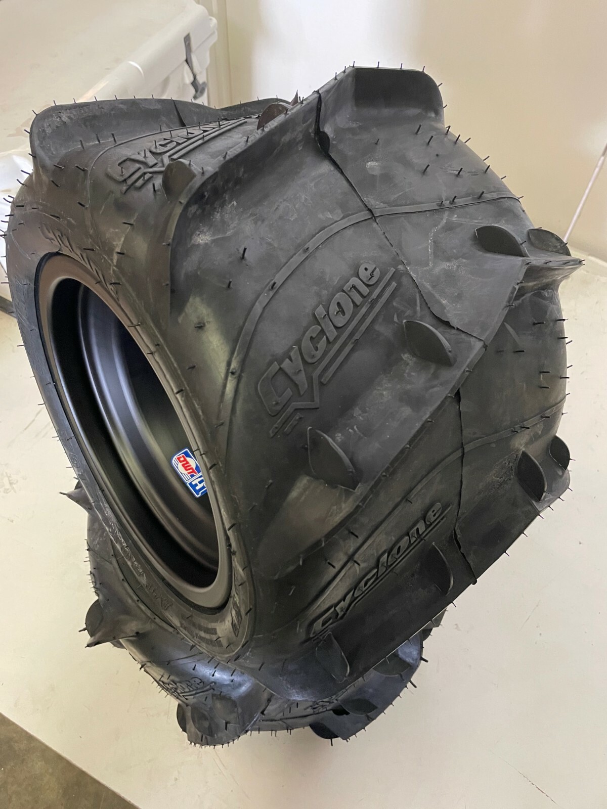 CYCLONE SAND DUNE PADDLE TIRES DWT A5 BLACK RIMS REAR RAPTOR 700 YFZ450 ...