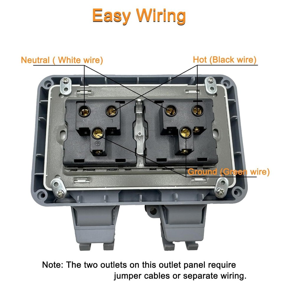 15 Amp Outdoor Electrical Outlet Box, Dual NEMA 5-15 Socket with ...