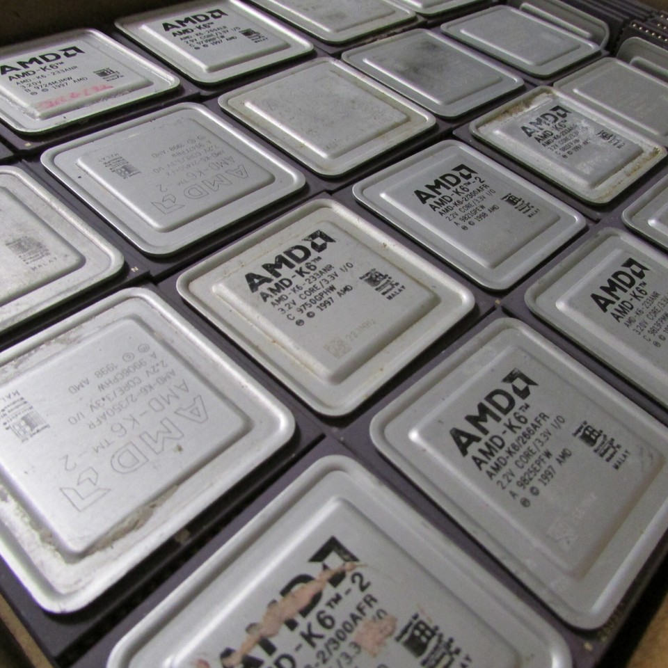 4 LBs Lot 82 AMD K6 1,2,3 CPU/Processor Ceramic/Gold-Pins Scrap ...