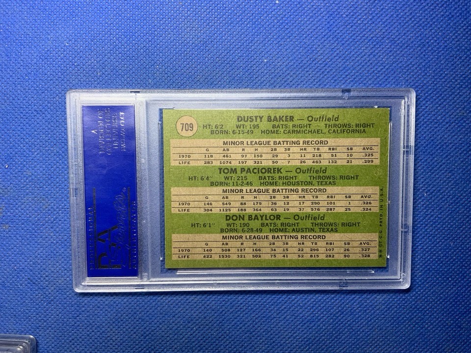 1971 Topps Rookie Stars Outfielders #709 SP HI# PSA 7 Dusty Baker Don ...