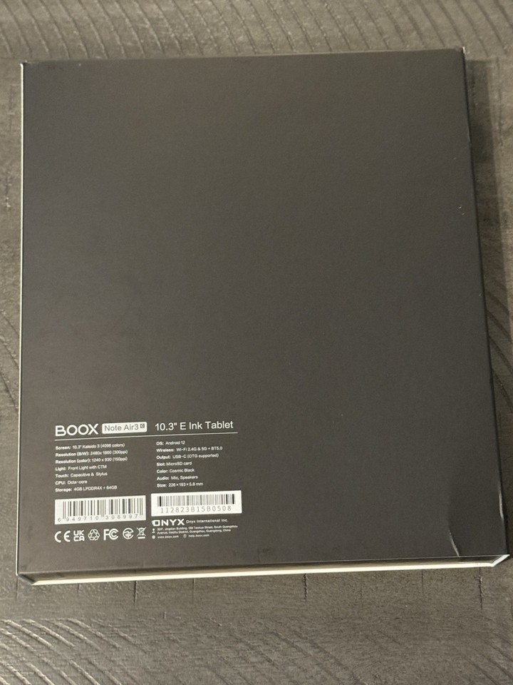 BOOX Note Air3 C E Ink 10.3" Tablet 64GB | eBay