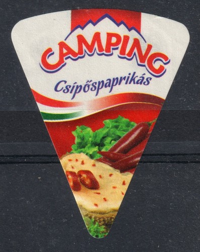 HUNGARY 2013 - triangle cheese LABEL CAMPING - hot red pepper | eBay