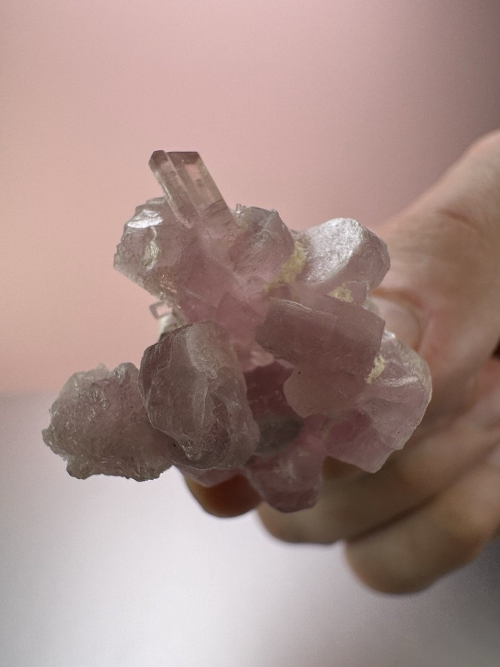 Pink Tourmaline on Coiny Pink Lepidolite w Smokey Quartz - 16g | eBay