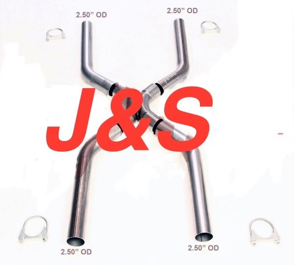 Stainless Steel SS409 Universal Crossover X-Pipe Exhaust System Kit 2.5 ...