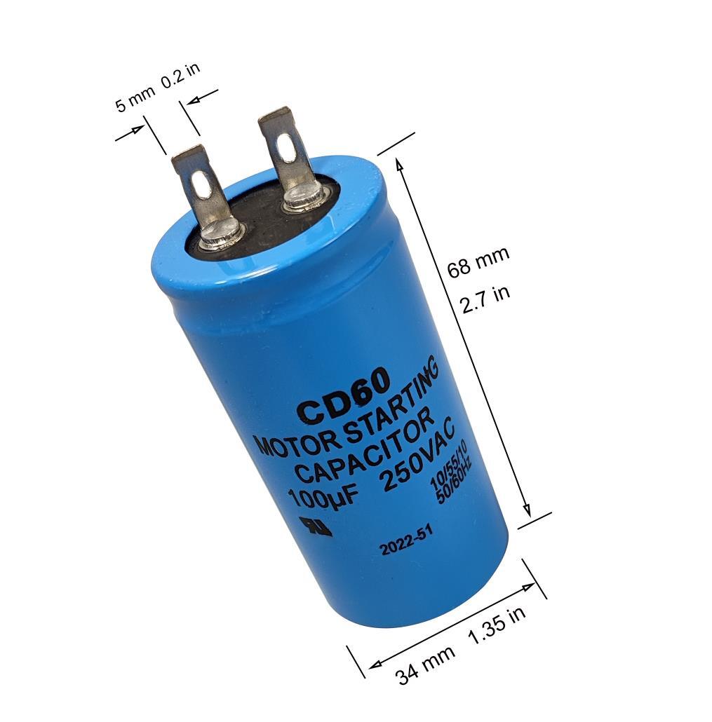 CD60 MOTOR STARTING Capacitor 100uF 250VAC 100MFD 100 uF MFD 250V AC ...