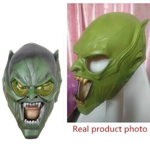 Scary Green Goblin Mask Superhero Helmet Latex Mask Halloween Cosplay ...
