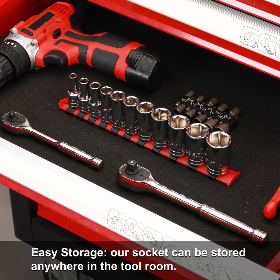 11PCS 3/8" Drive 6 Point. Mid-Length Socket Set, SAE, Mirror Chrome ...