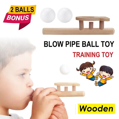 Floating Ball Game Kids Gift Toys Wooden Blow Pipe Balls Child Toy Fun ...