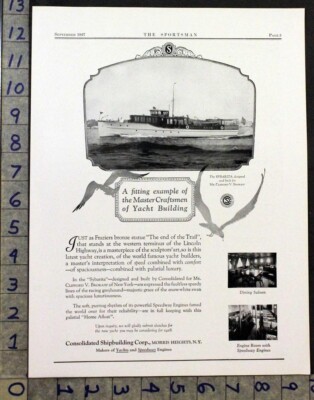 1927 SYBARITA YACHT MORRIS HEIGHTS SHIP BOAT MARINE BROKAW INSERT PHOTO ...