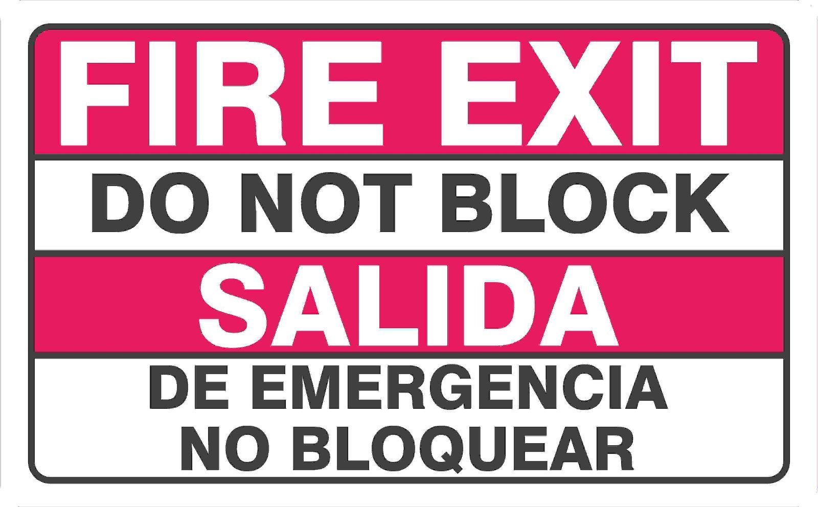 6 Pack Fire Exit Do Not Block English and Spanish Bilingual | eBay