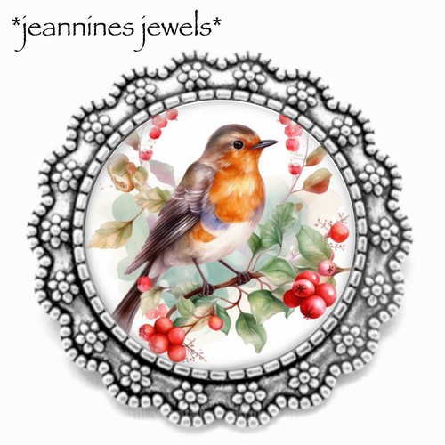 Spring Robin BROOCH Watercolor Art Print Silver Lapel Pin Bird Lover ...