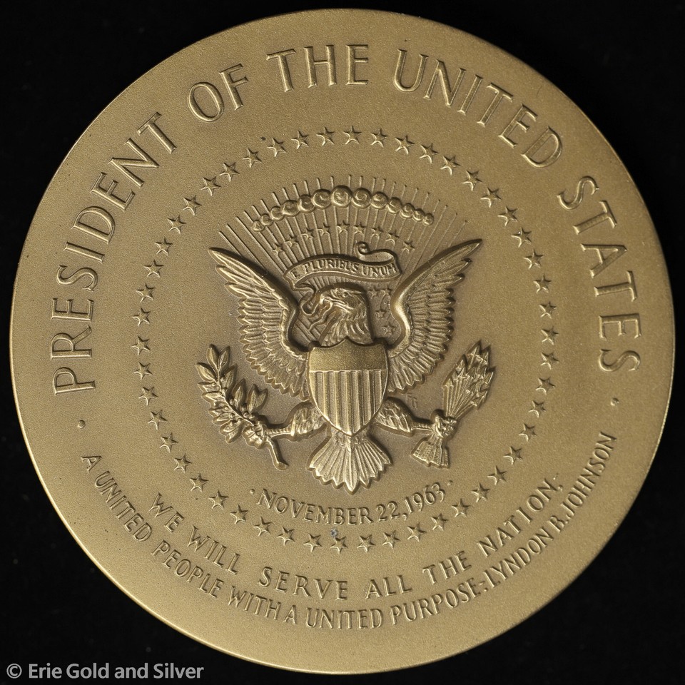 US Mint Lyndon B. Johnson President Inauguration Large 3 Inch Medallion ...