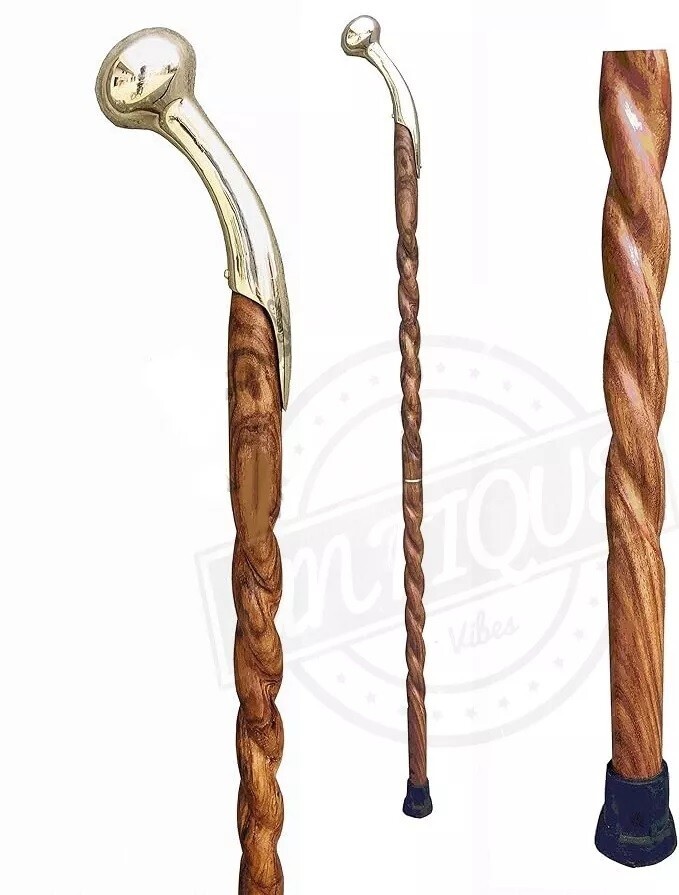 Brass Victorian Horse Hames Handle Wooden Cane Stick Walk Supporter ...