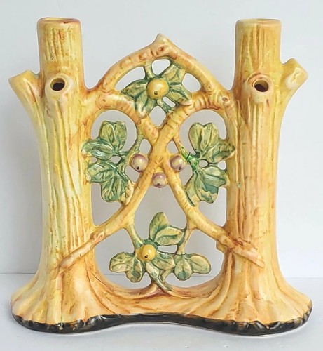 Vintage Weller Pottery Woodcraft Apple Tree 8" Double Bud Vase 1920s ...