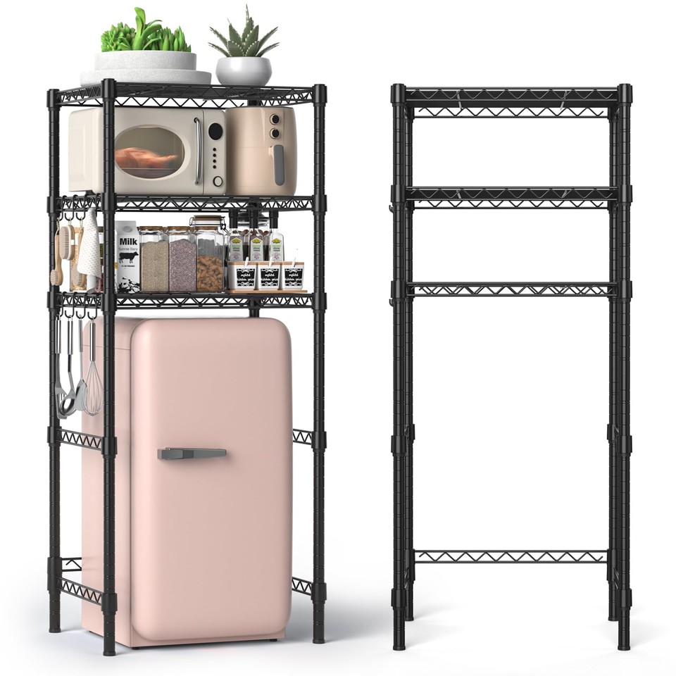 Hodonas 3-Tier Mini Fridge Stand, Adjustable Heavy Duty Storage Shelves ...