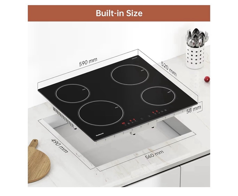 Gudsunal Induction Hob 4 Cooking Zone 60 cm 7200W Continuous Low Power ...