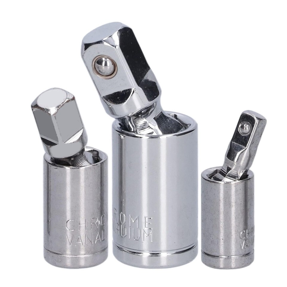 3PCS Universal Joint Socket Set, 1/4” 3/8” 1/2” Drive Swivel Socket ...