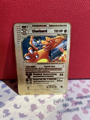 Pokemon Gold Metal Card Charizard Fun Art Card Best Gift 146/144 | eBay