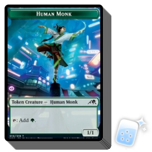 10 pcs HUMAN MONK TOKEN (10/19) Kamigawa: Neon Dynasty NEO Magic MTG ...