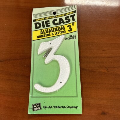 New HY-KO Die Cast Aluminum Numbers 3" White - Number 3 | eBay