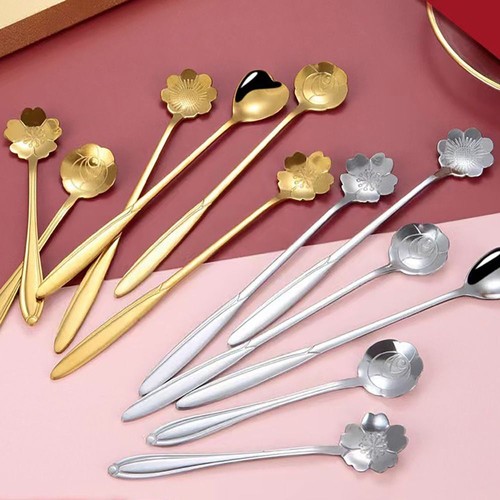 Long Handle Soup Spoons SAKURA ROSE LOVE Dessert Spoon for Kitchen ...