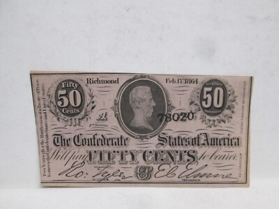 *1864 50 CENTS CONFEDERATE FRACTIONAL NOTE* | eBay