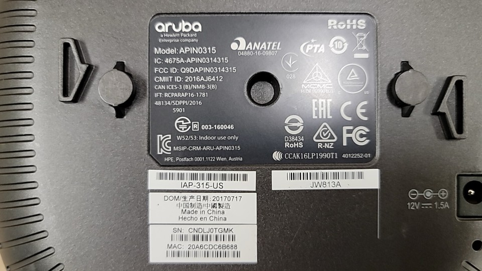 ARUBA NETWORKS APIN0315 Wireless Access Point JW813A IAP-315-US with ac ...