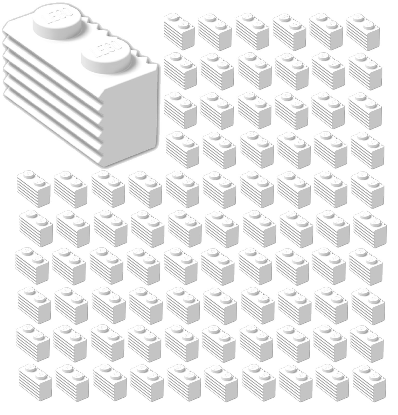 ☀️100x NEW LEGO 1x2 WHITE GRILLE (Flutes) Bricks (ID 2877) BULK Parts ...