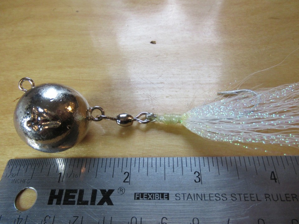 4 oz Fluke Ball Sea Bass Grouper Flounder Snapper BuckTail Fishing Jig ...