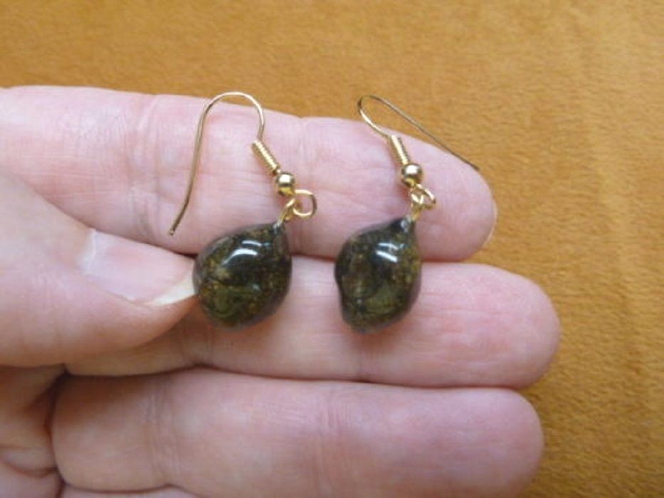 (PP50-1) Real DEER POOP gold doo doo turd nugget dangle earrings ...