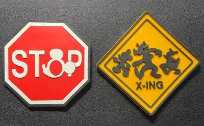 Two (2) Rubber Walt Disney Traffic Sign Road Magnets Highway Sign | eBay