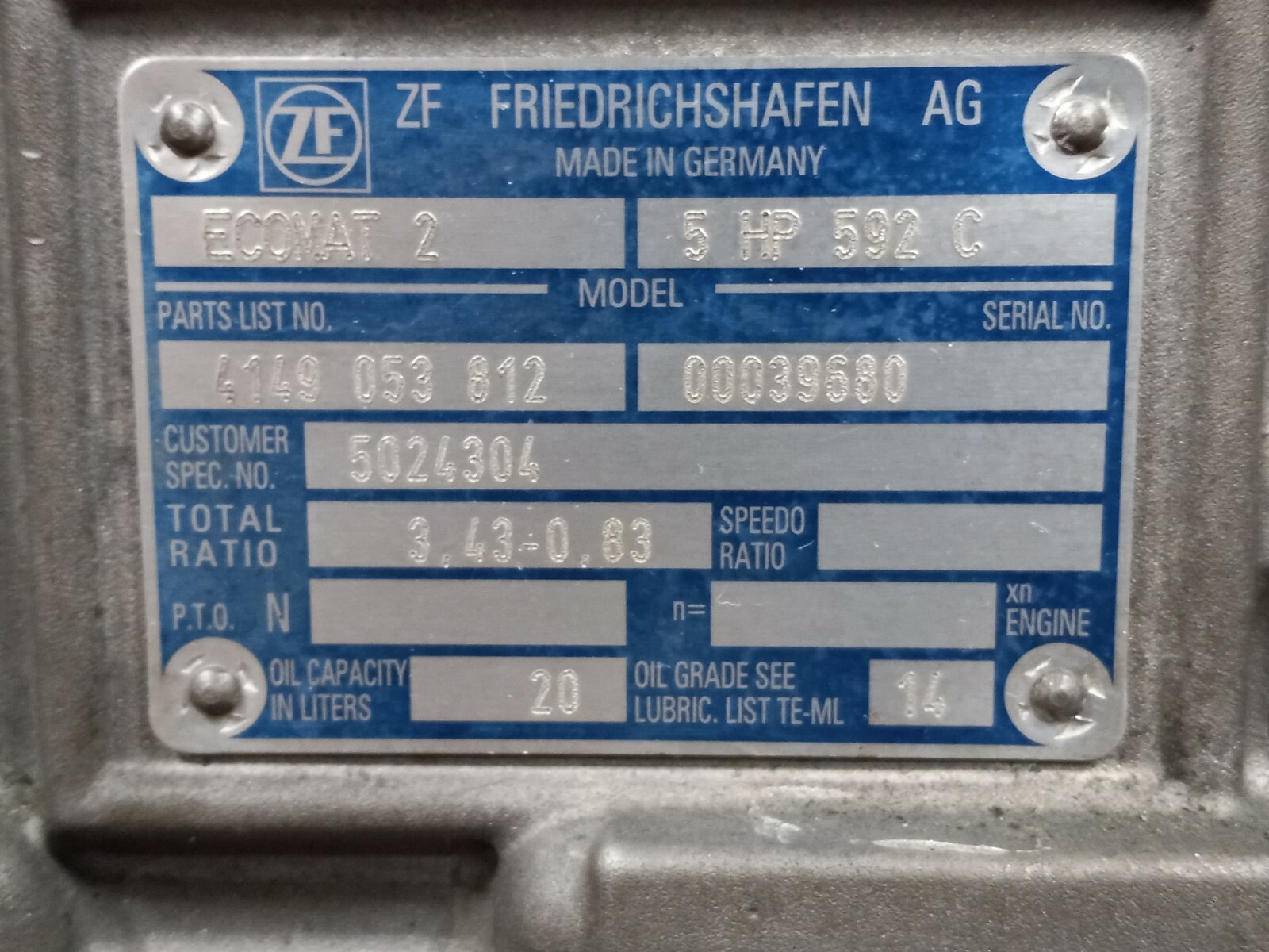 REBUILT ZF Ecomat II, ECOMAT 2 Transmission, 5HP592C , 4149 053 812 | eBay